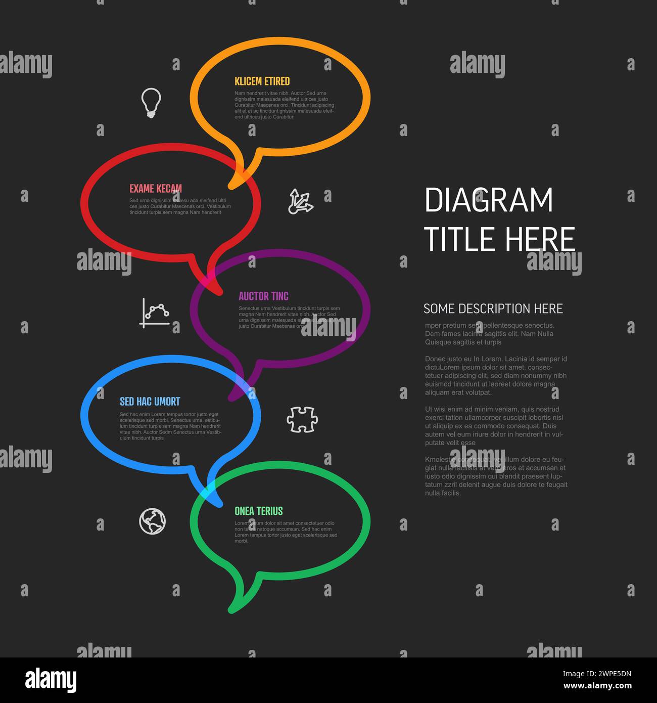 Vector process progress template diagram schema with five steps icons ...