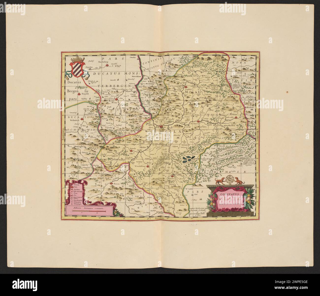 This 1711 map shows the County of Glatz, drawn by Pieter Schenck ...
