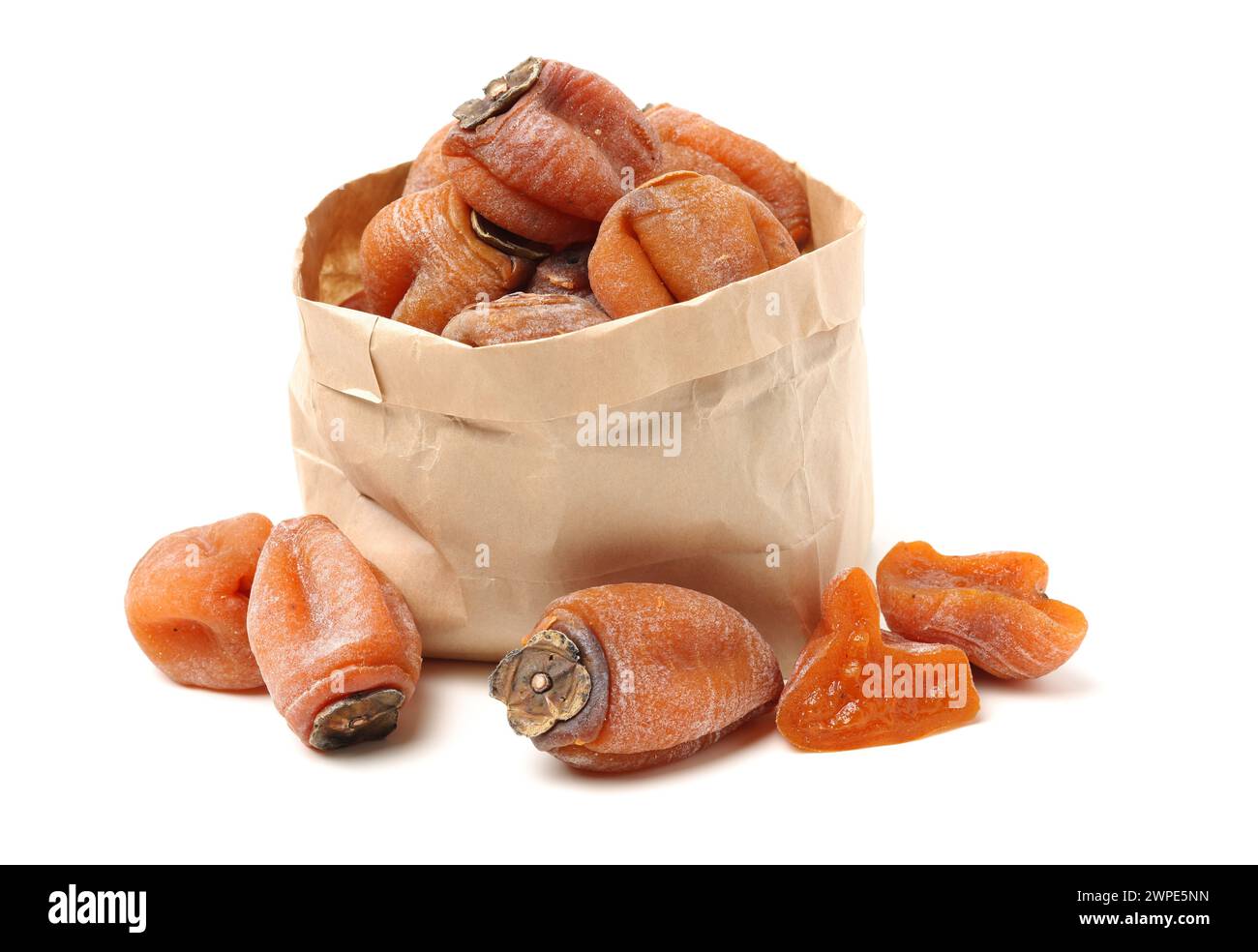 dried persimmon on white background Stock Photo - Alamy