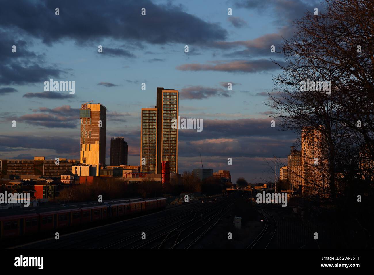 Victoria Square Marches towers and hotel viewed from west of Woking ...