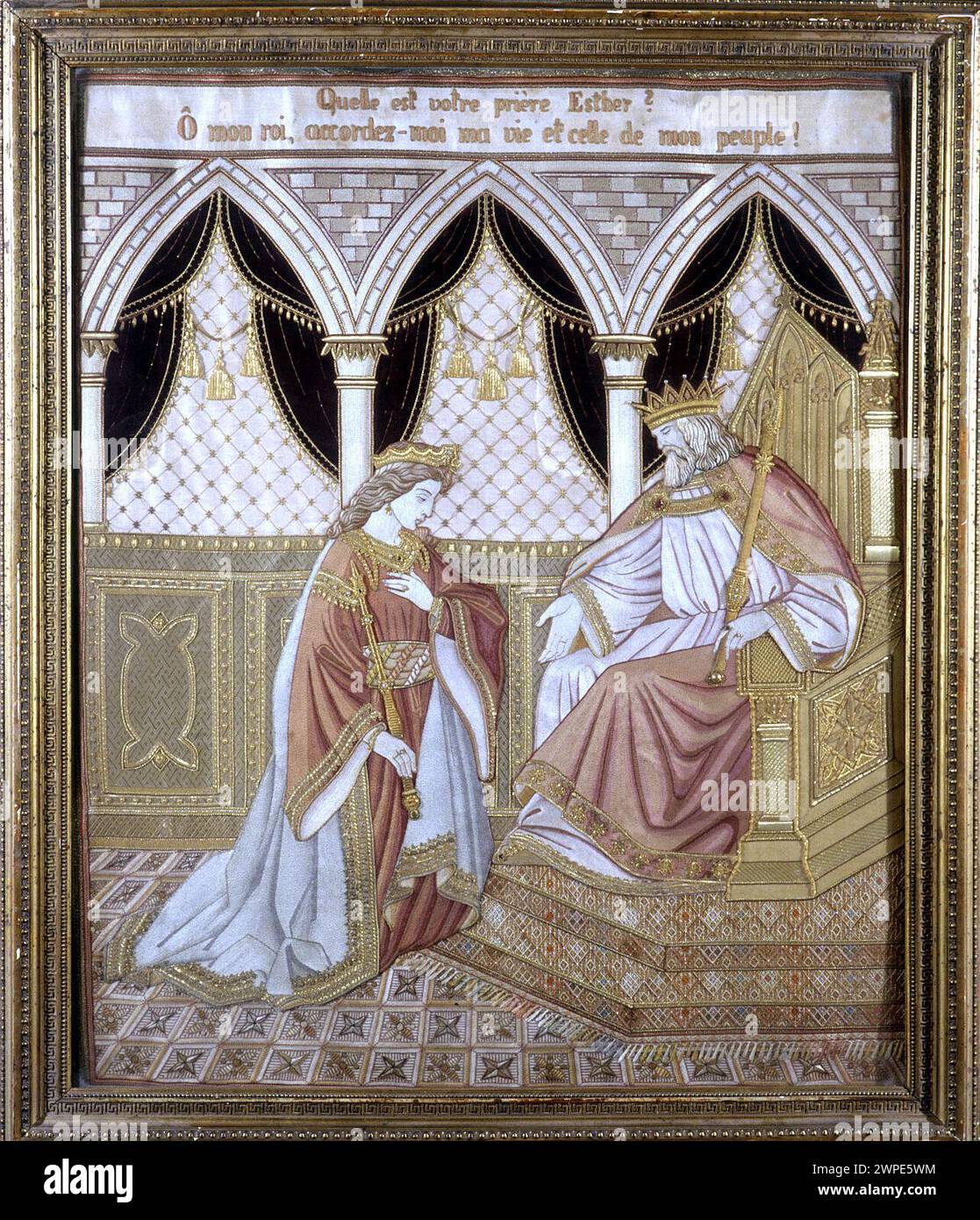 Esther before Ahasuerus (Inv - ims 329) Embroidered painting 86.5 x 72. ...