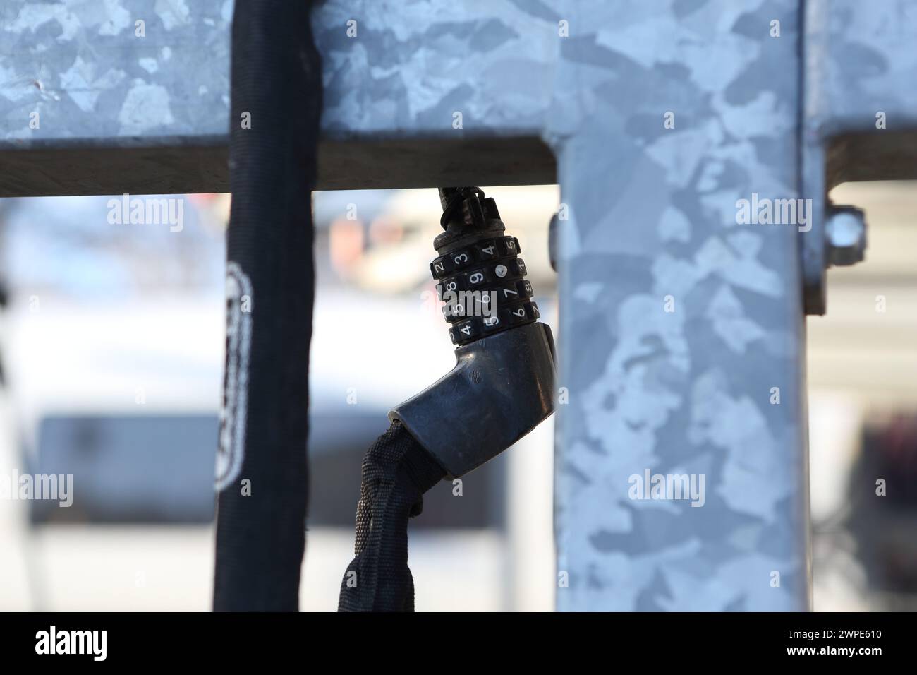 Cycle parking facilities bike lock combination padlock at Farnborough ...