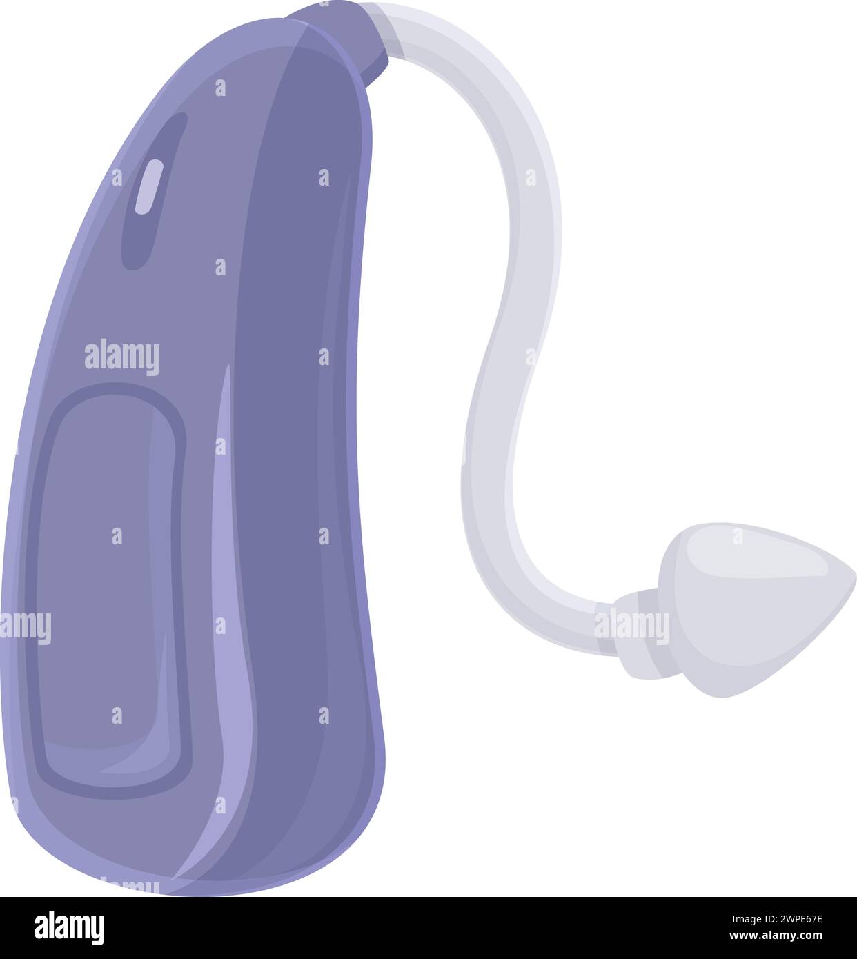 Violet analog hearing aid icon cartoon vector. Sound technology ...