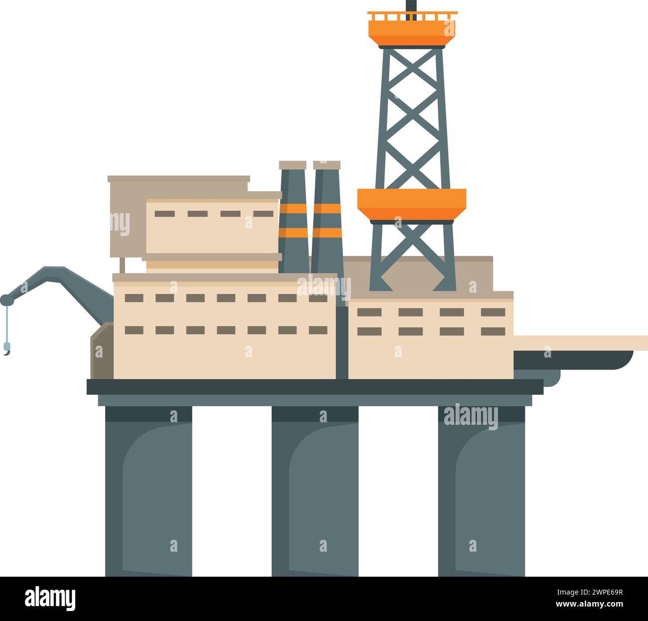 Rig drill oil platform icon cartoon vector. Marine plant. Tank natural ...