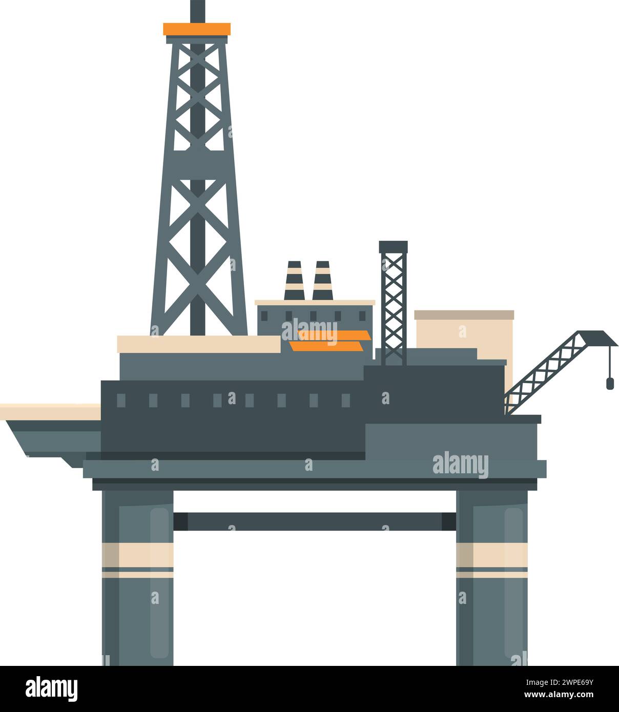 Building oil platform icon cartoon vector. Barrel tank sea. Drilling ...