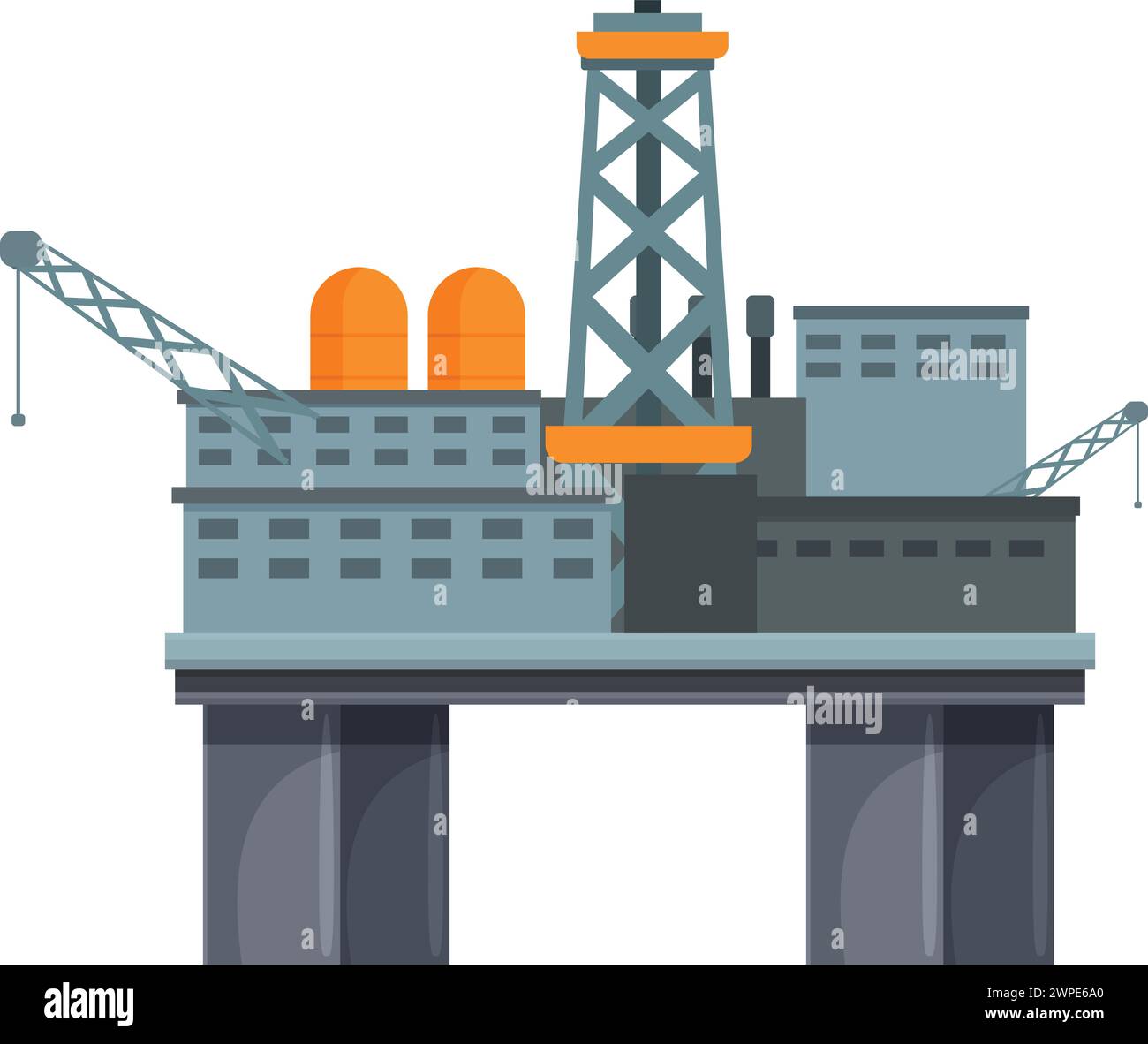 Oil platform plant icon cartoon vector. Structure marine. Gasoline ship ...