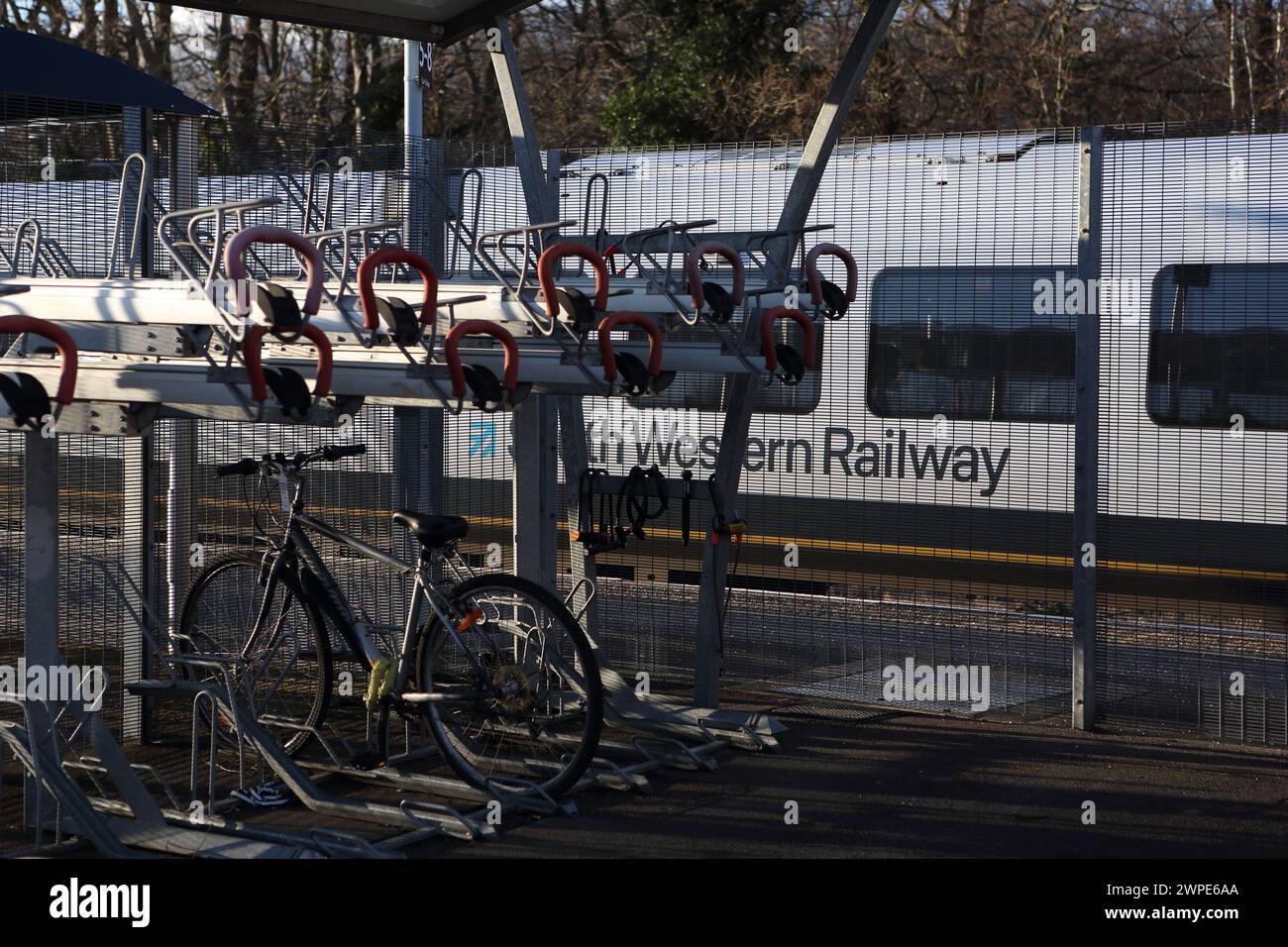 Cycle parking facilities at Farnborough Main railway station with bike ...