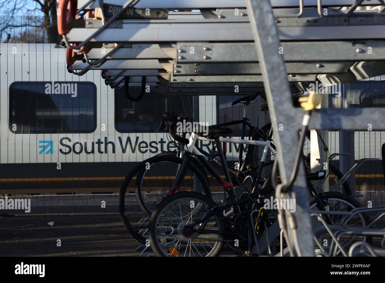 Cycle parking facilities at Farnborough Main railway station with bike ...