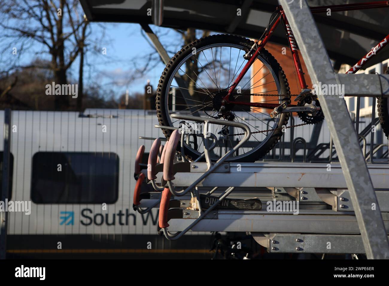 Cycle parking facilities at Farnborough Main railway station with bike ...