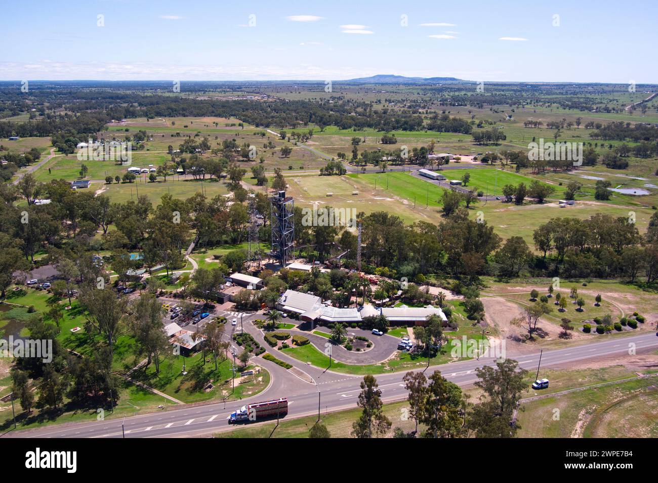 Aerial of the Big Rig Visitors Information Centre complex in Roma ...
