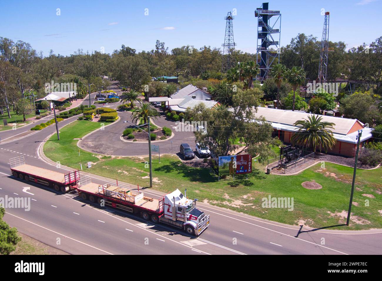 Fully loaded roadtrain passing in front of the Big Rig Visitors ...