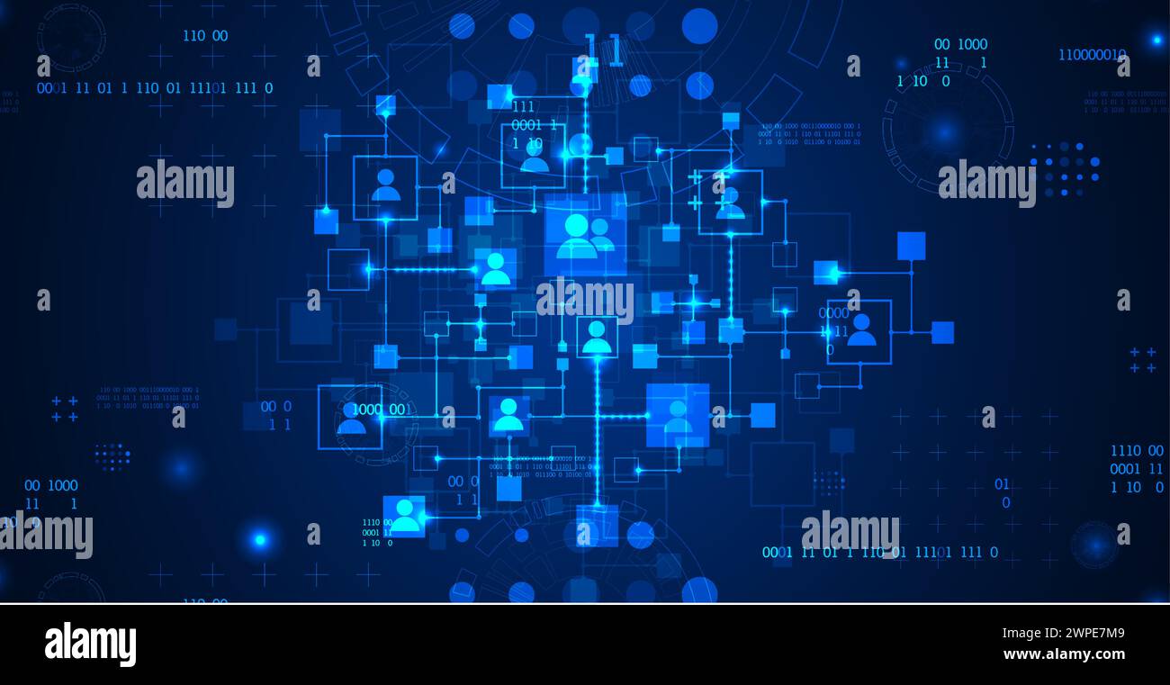 Abstract representation of a computer network and its users in the form ...