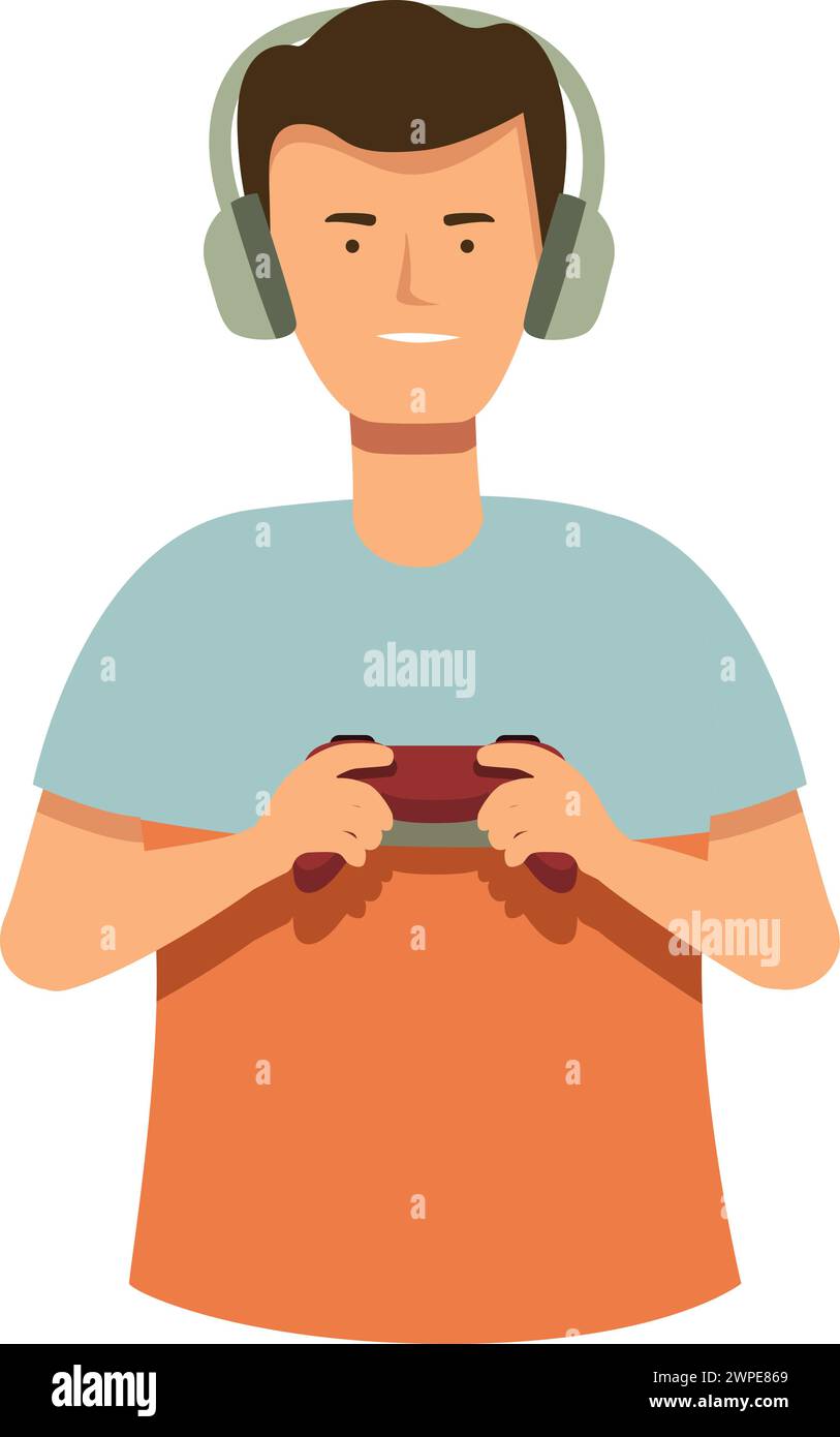 Cyber sportsman icon cartoon vector. Man play video games. Gaming ...