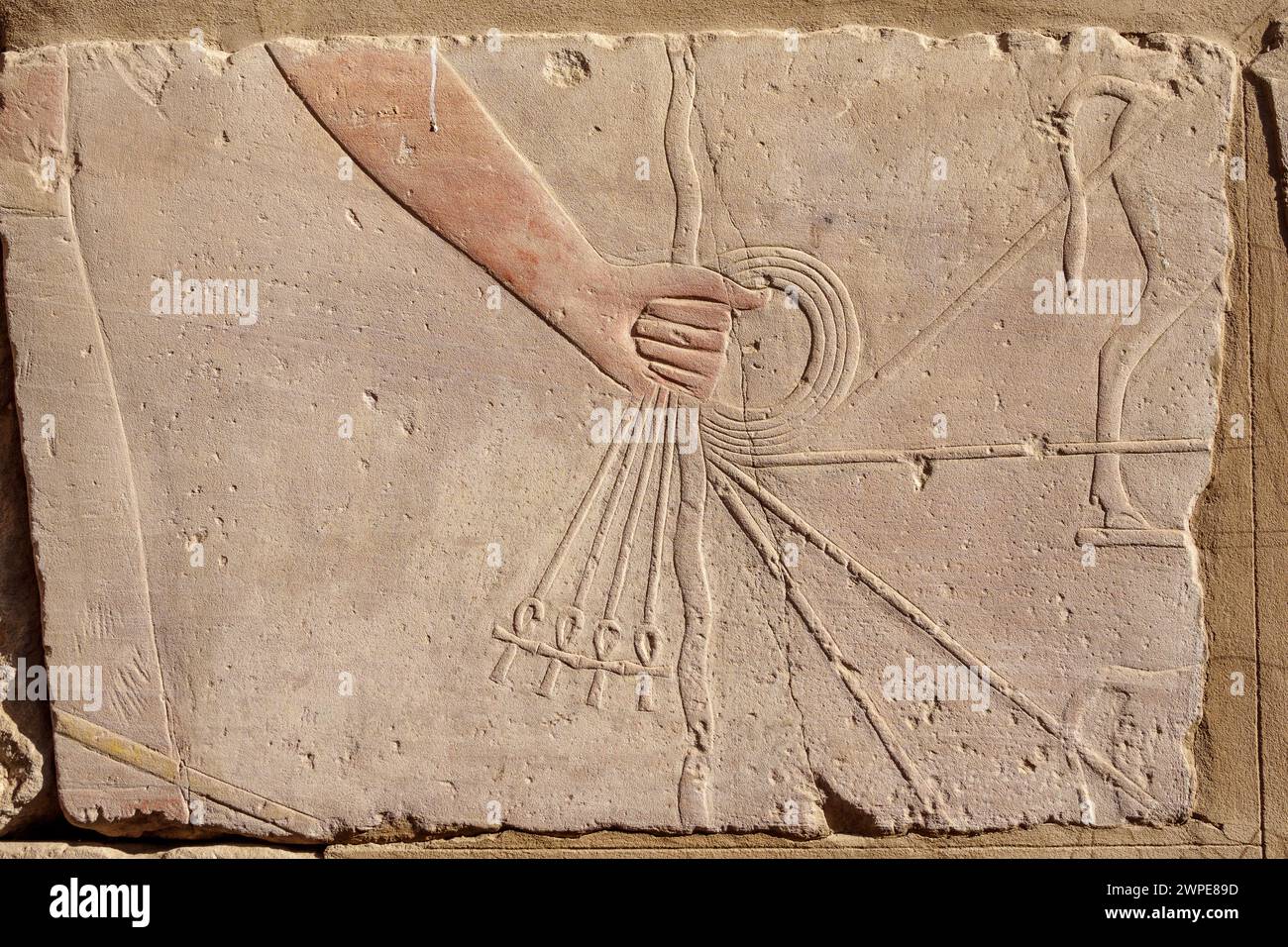 Carved detail on block at The ruins of Ancient Yebu, Elephantine Island ...