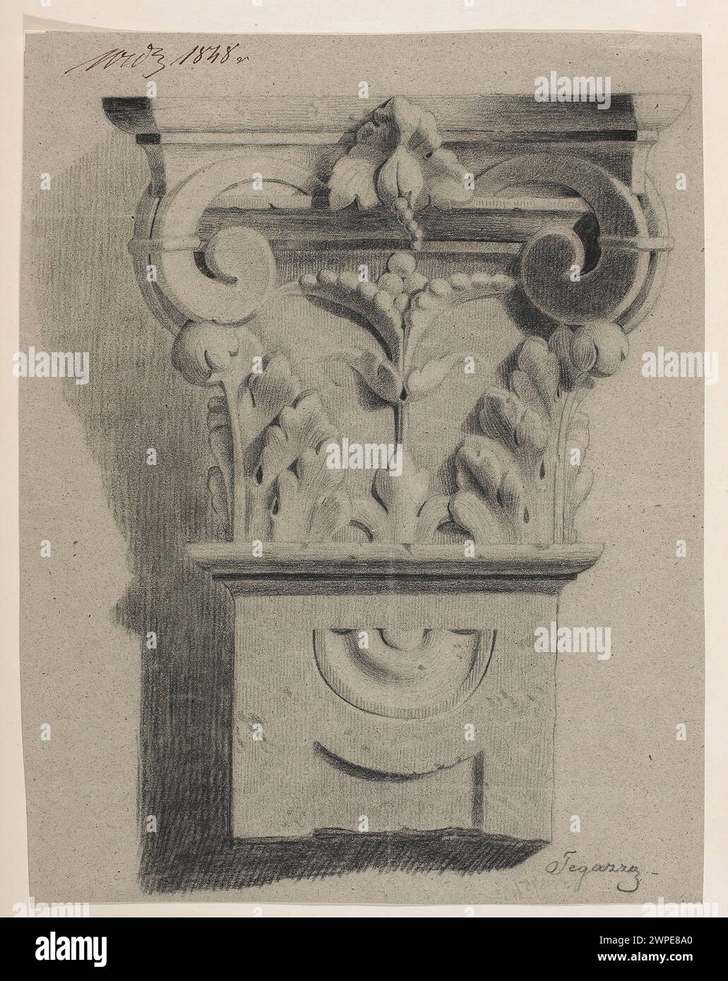 Capitel pilaster. From a collection of school drawings of school ...