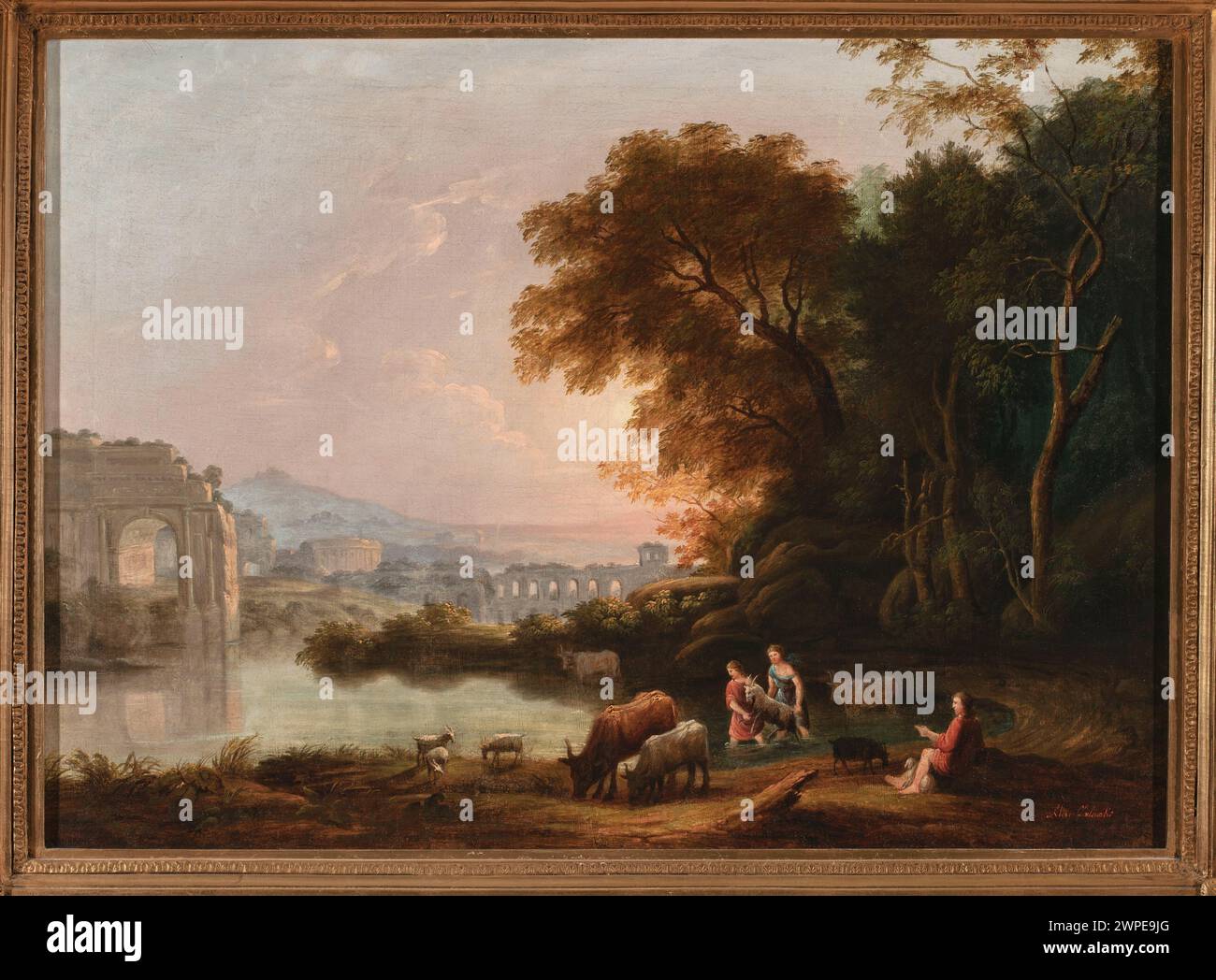 Shepherd scene in the landscape; Zalewski, Aleksander (Fl. CA 1800-1900 ...