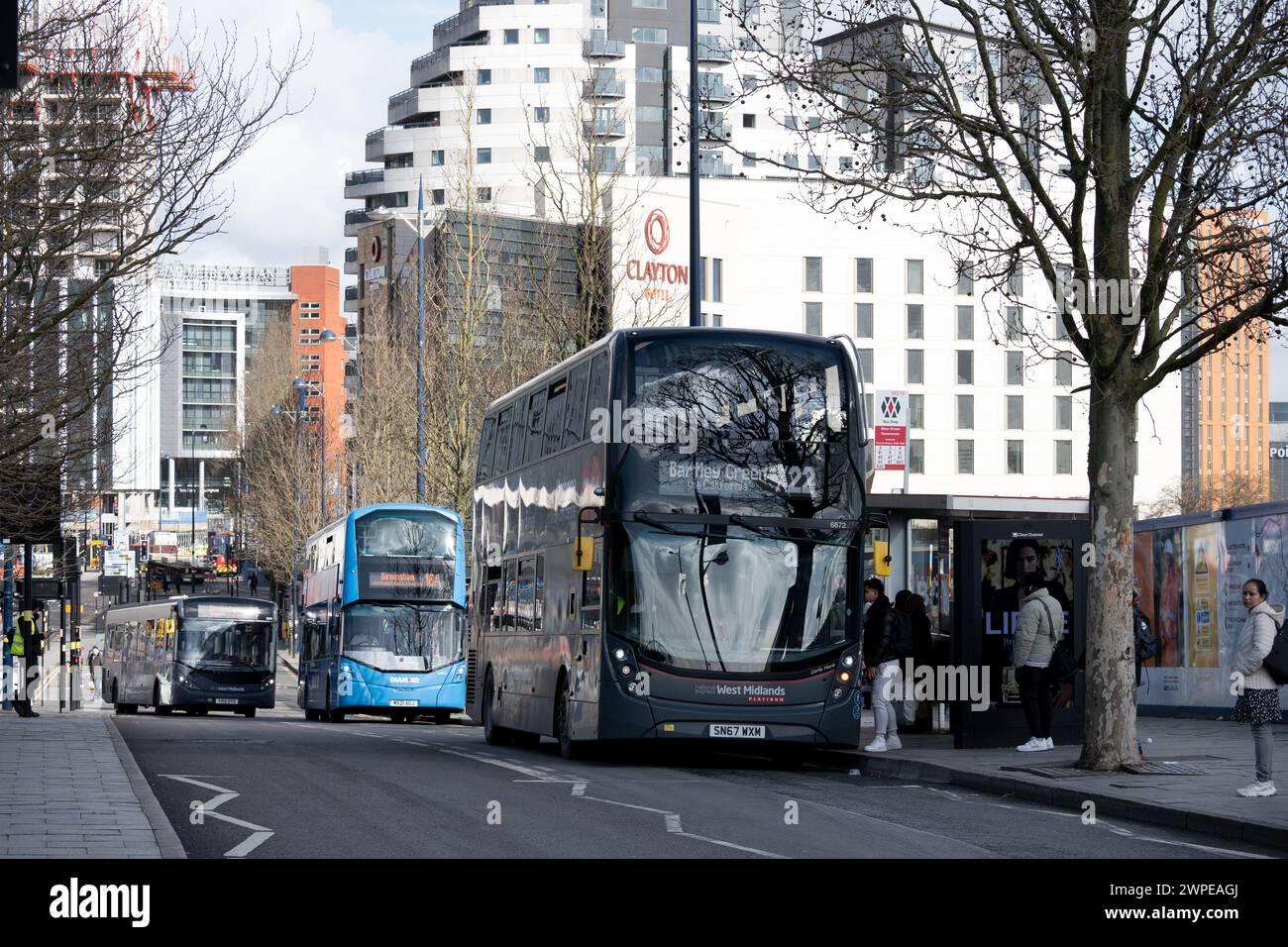 Buses in Moor Street, Birmingham, West Midlands, England, UK Stock ...