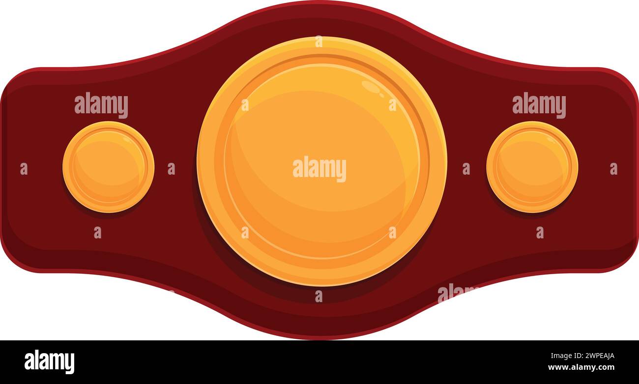 Golden boxing belt icon cartoon vector. Champion arena sport. Ring ...