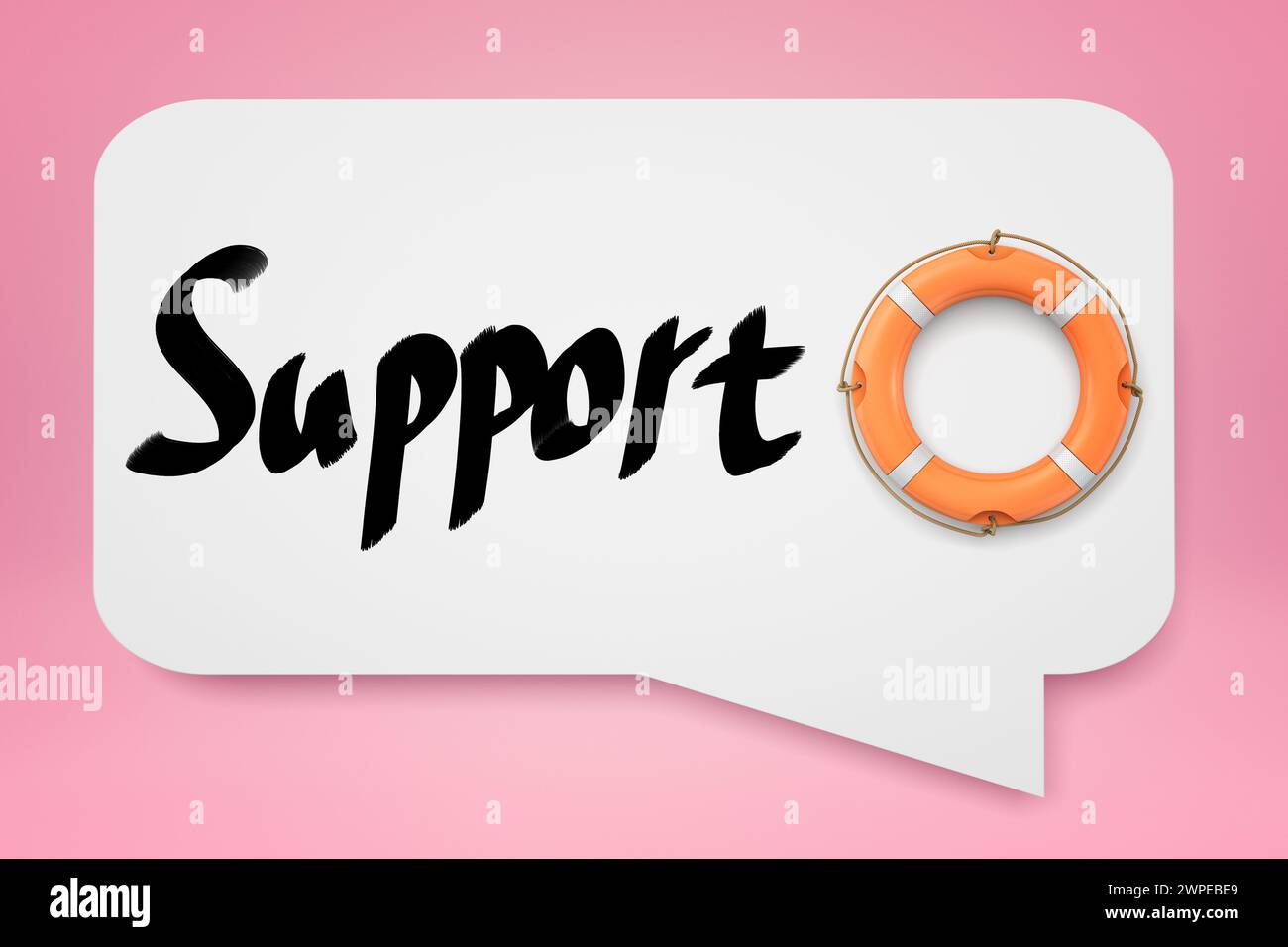 Support text with lifering in speech bubble Stock Photo - Alamy
