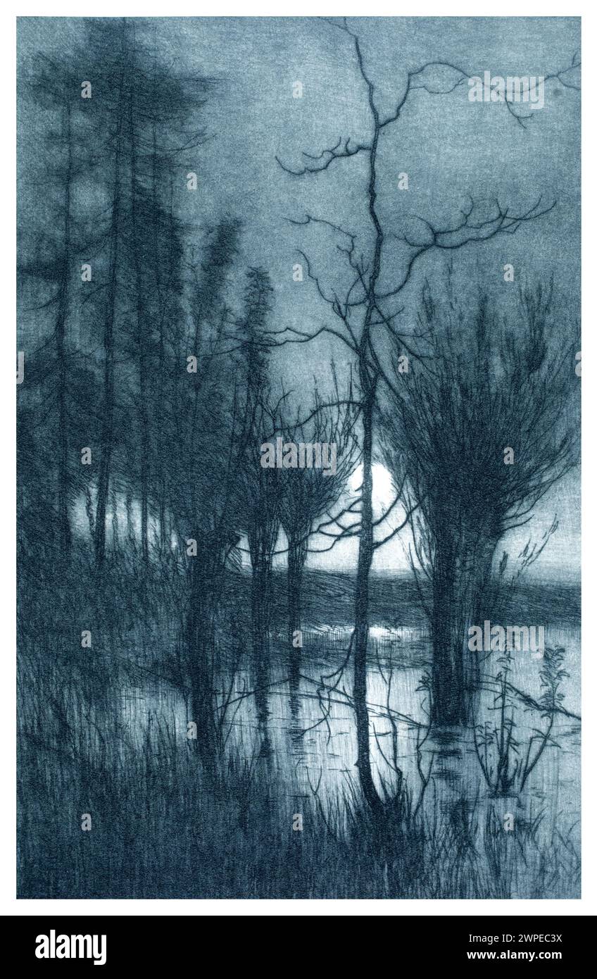 The Silent Moon, drypoint print by Alfred East Stock Photo - Alamy