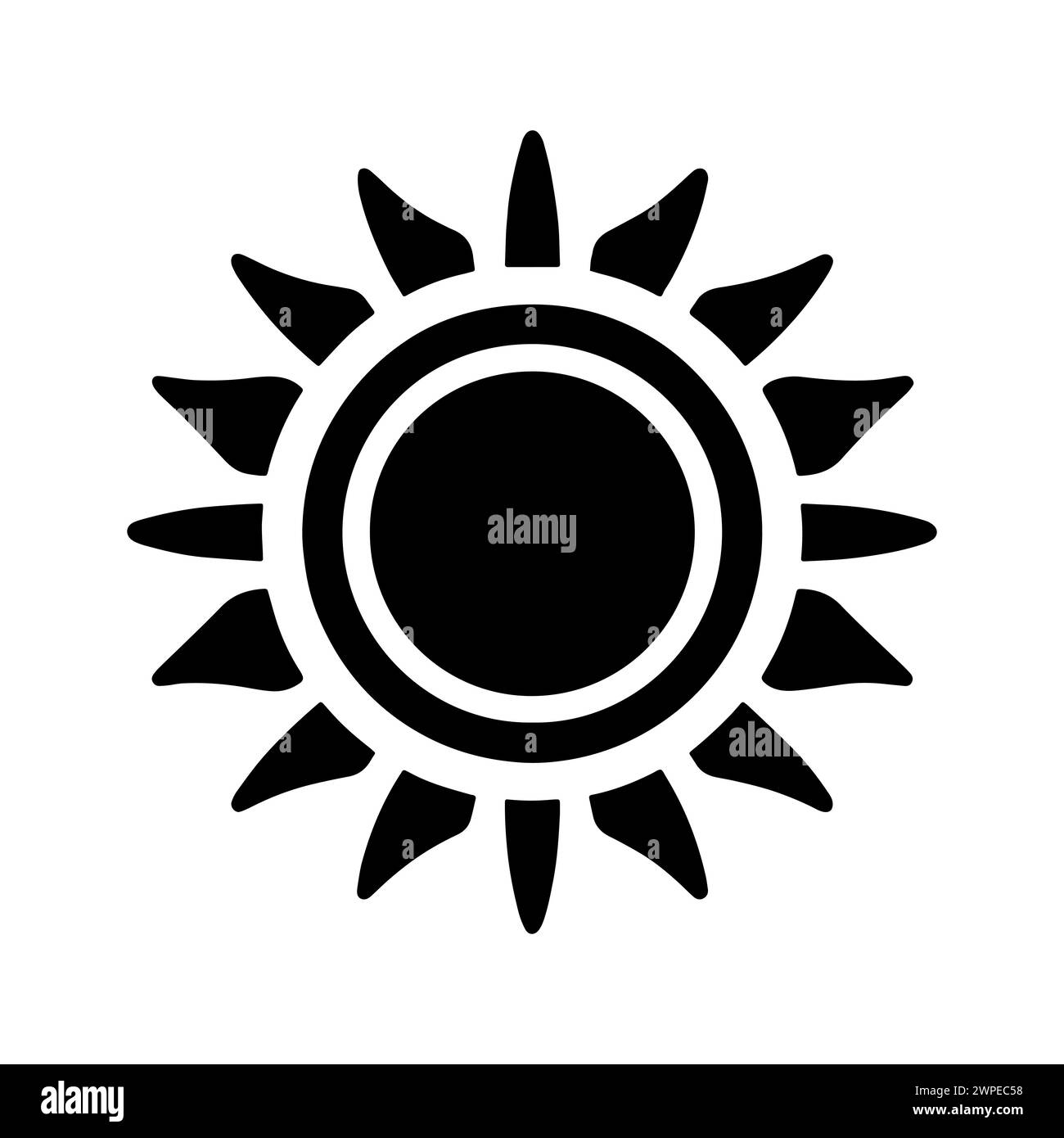 Sun icon. Black symbol of sun with rays. Vector illustration Stock ...