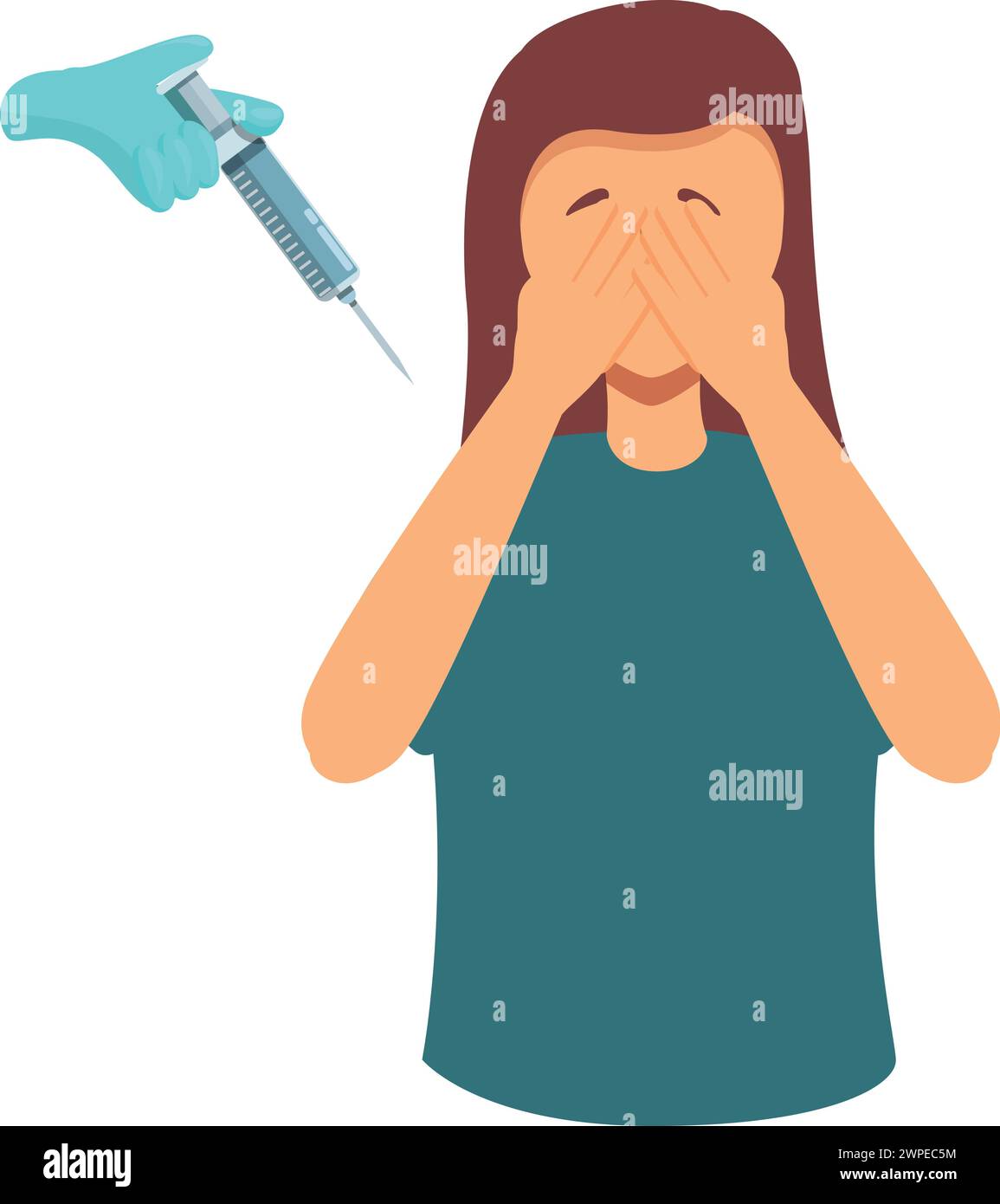 Girl cry under injection icon cartoon vector. Doctor afraid. Hospital ...