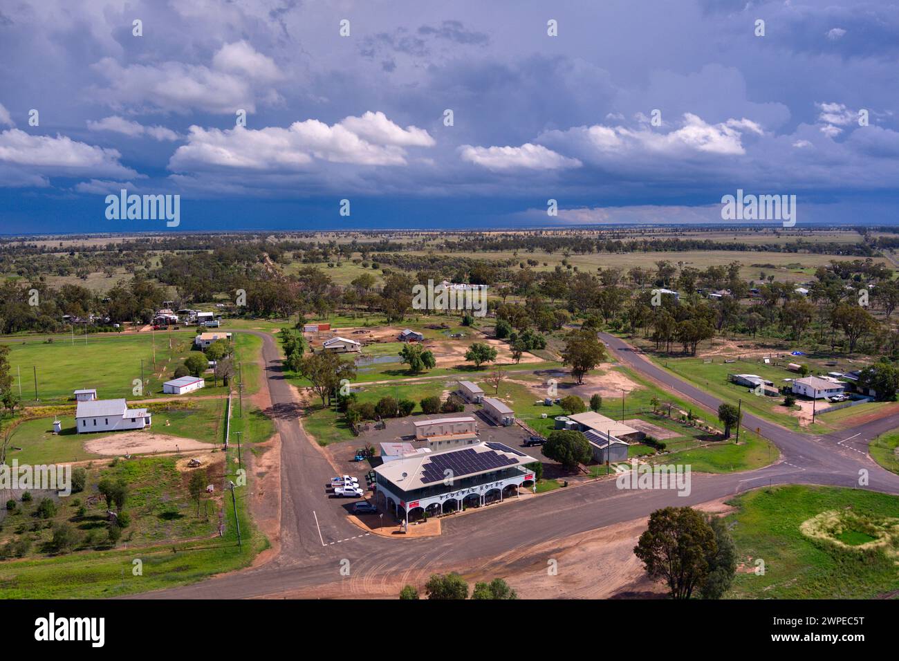 Aerial of the Federal Hotel Wallumbilla a rural town and locality in ...