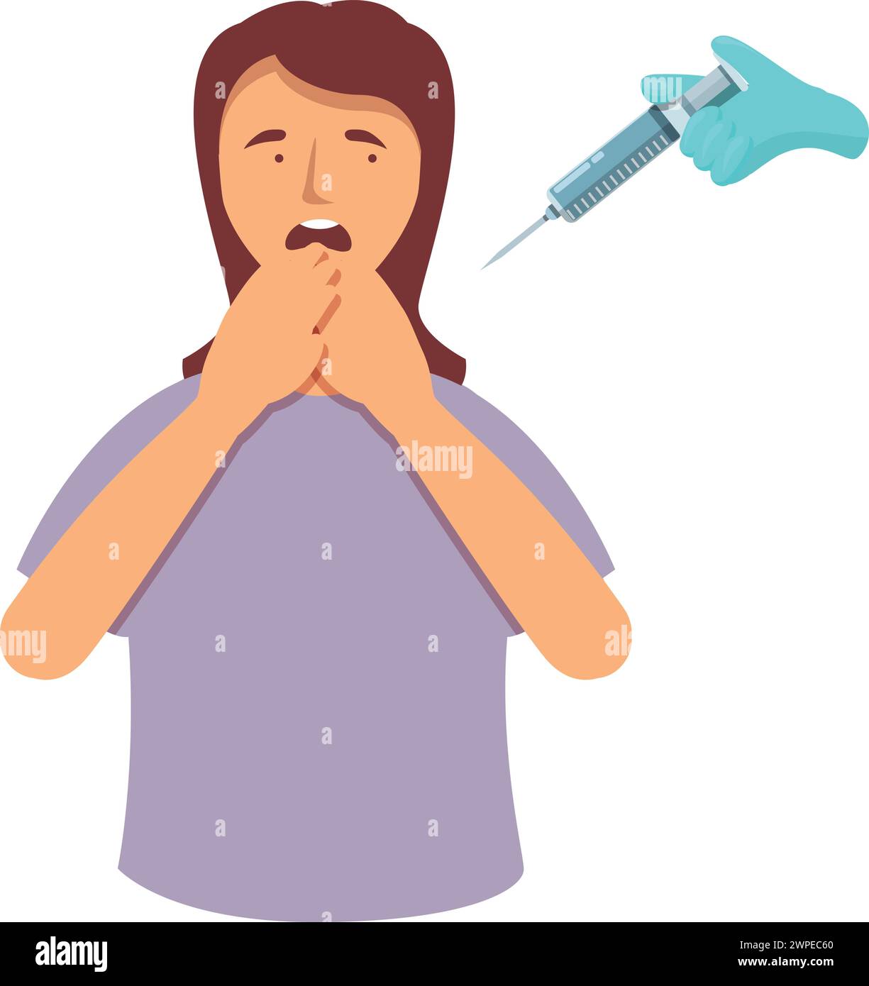 Pain from injection icon cartoon vector. Kid afraid in clinic. Doctor ...