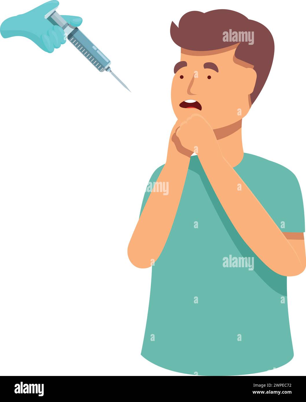 Boy afraid of injection icon cartoon vector. Doctor healthcare. Room ...