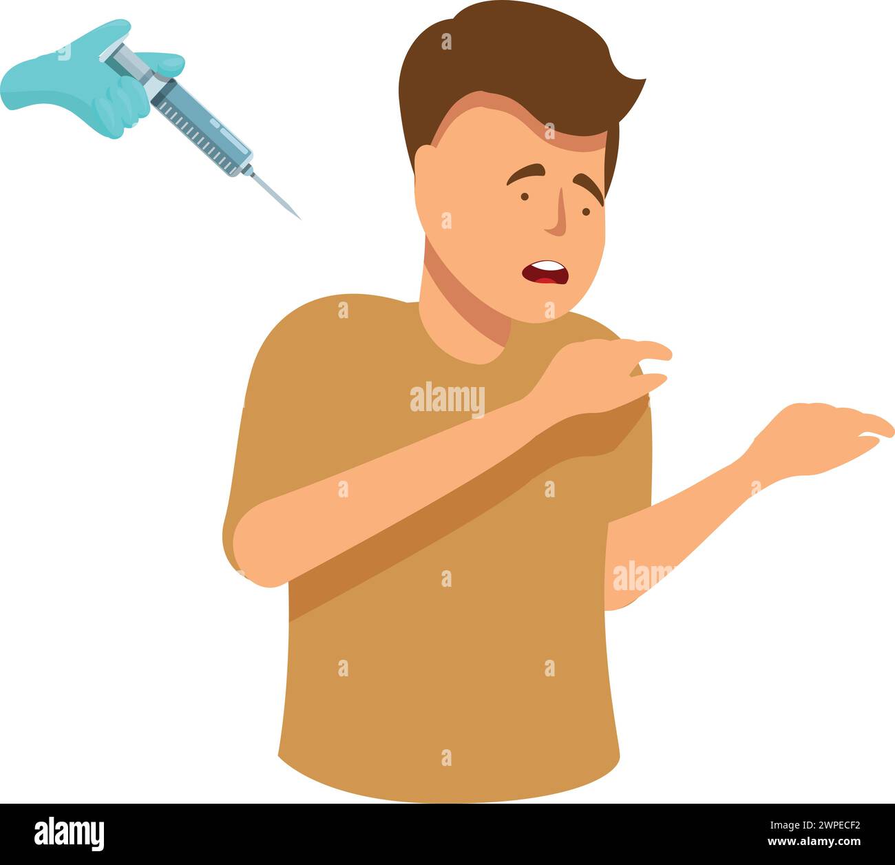 Syringe afraid icon cartoon vector. Cute young kid cry. Injection ...