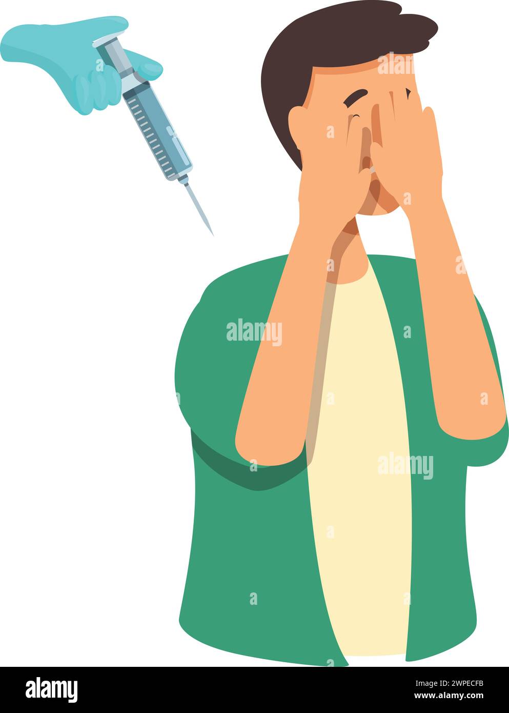 Afraid kid close eyes icon cartoon vector. Scared boy. Hospital ...