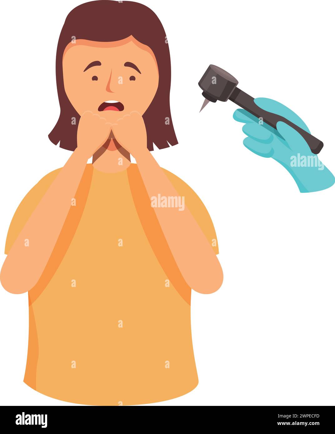 Fear of medical help icon cartoon vector. Dental afraid of girl ...