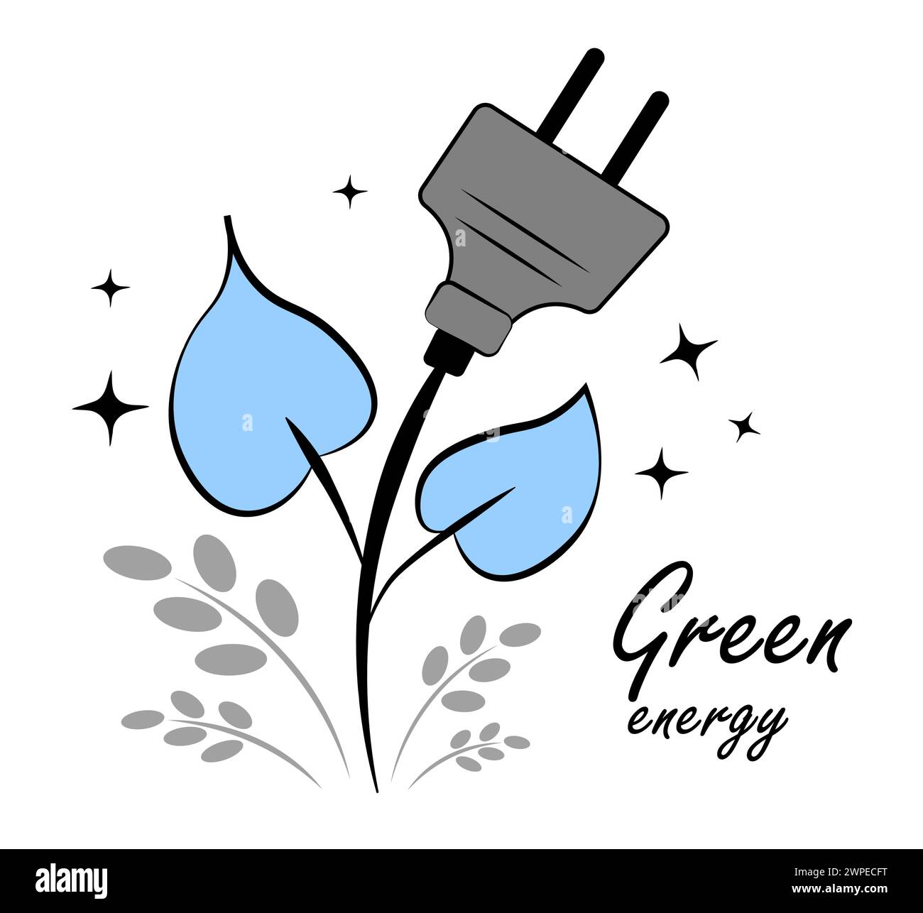Green energy. Electric plug. Doodle Stock Vector Image & Art - Alamy