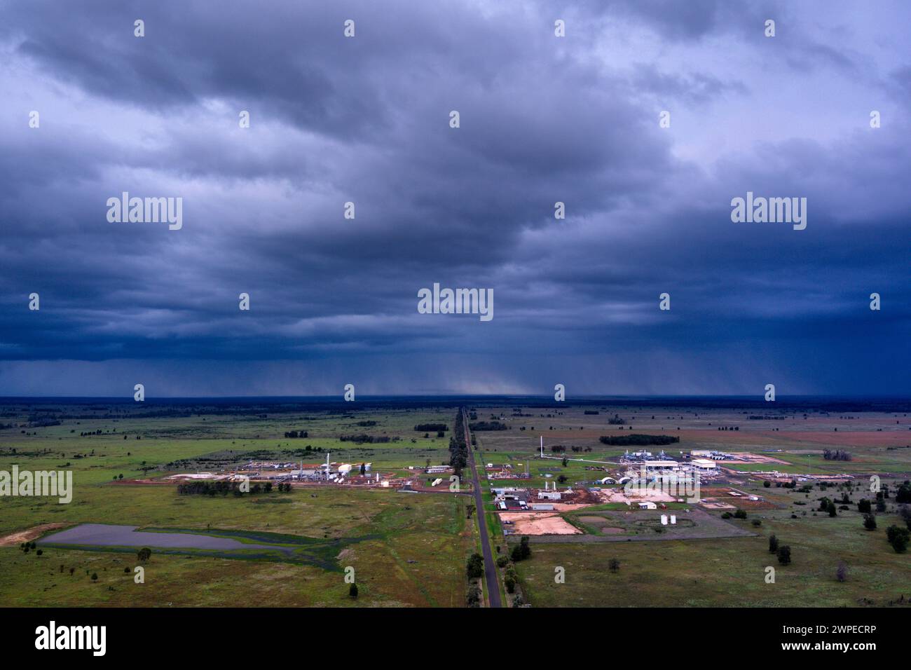 Aerial of Wallumbilla Gas Hub a major hub for Coal Seam Gas near the ...