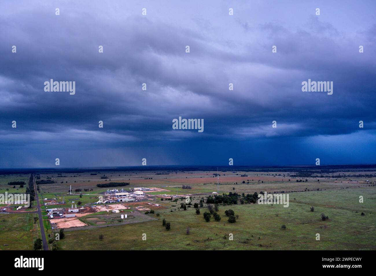 Aerial of Wallumbilla Gas Hub a major hub for Coal Seam Gas near the ...