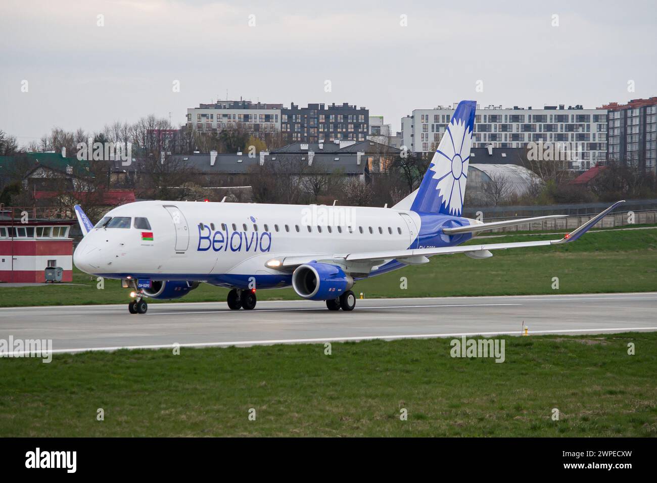 Belarusian airline's Belavia Embraer E175 aircraft taxiing after ...