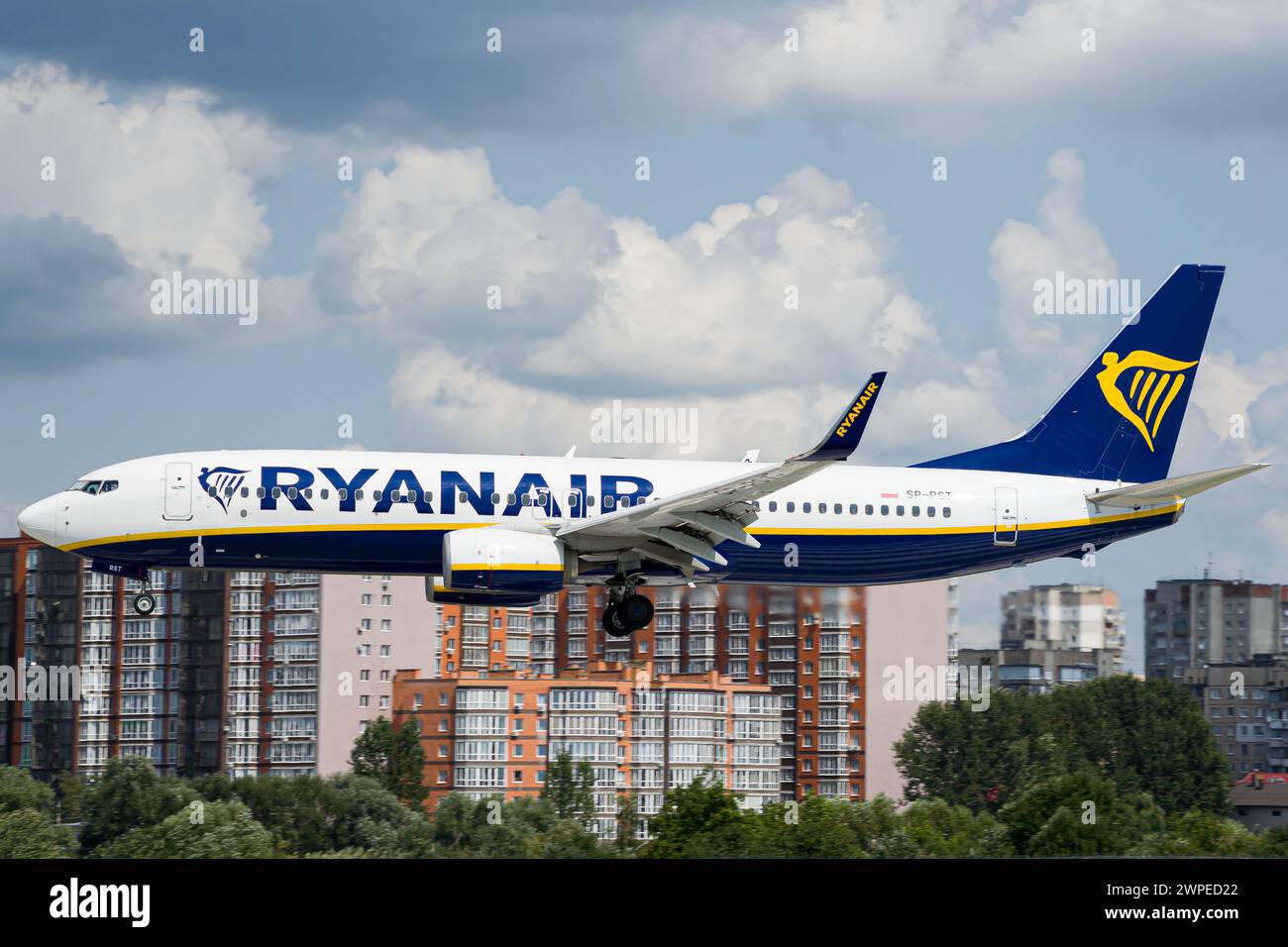 Irish low-cost airline's Ryanair Boeing 737-800 landing at Lviv Airport ...