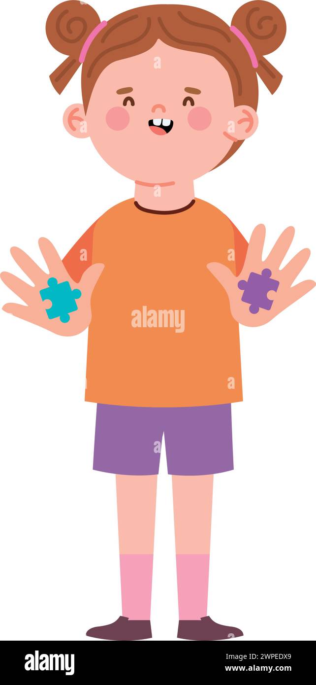 autism girl with painting hands Stock Vector Image & Art - Alamy