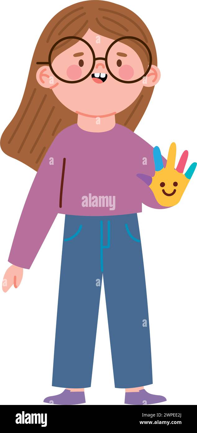 autism girl with painting hands Stock Vector Image & Art - Alamy