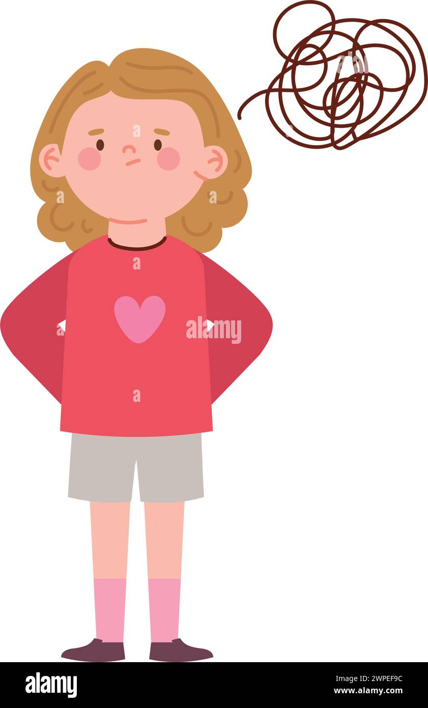 autism girl thoughtful isolated Stock Vector Image & Art - Alamy