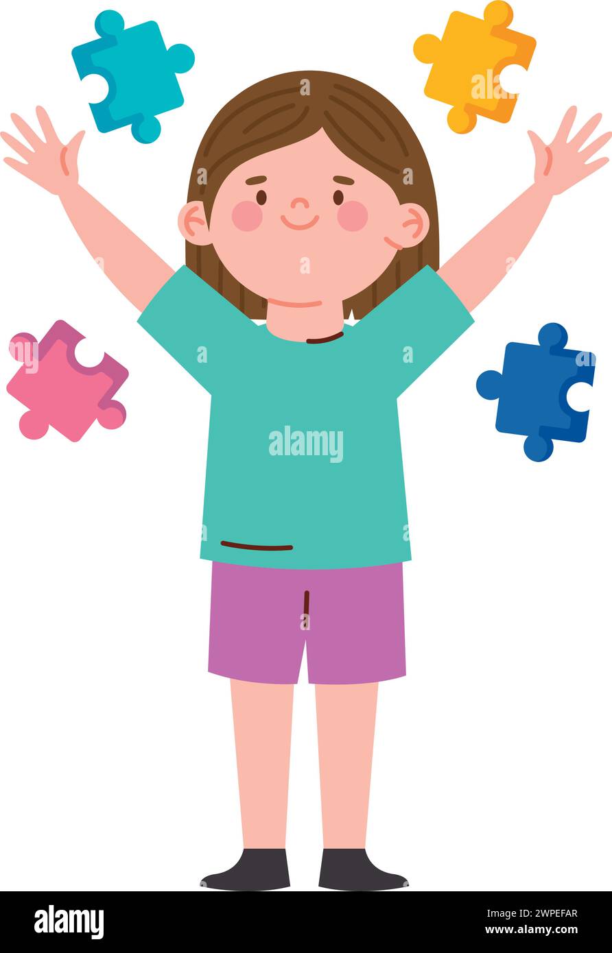 autism girl disability isolated Stock Vector Image & Art - Alamy