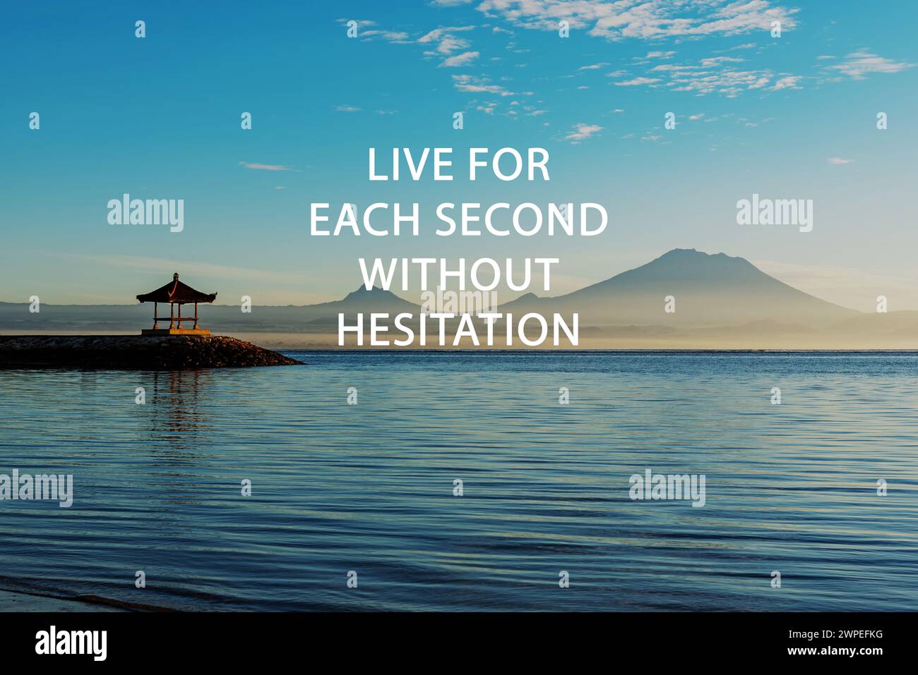 Seascape background with life inspirational quotes live each second ...