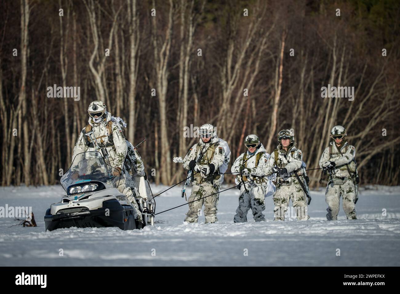 Alta, Norway. 07th Mar, 2024. The Bundeswehr mountain troops are pulled ...