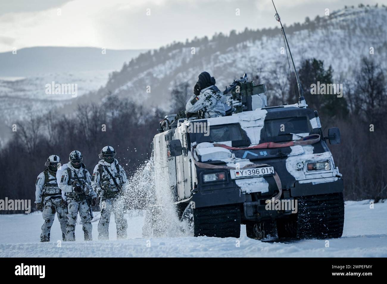 Alta, Norway. 07th Mar, 2024. The Bundeswehr mountain troops are pulled ...