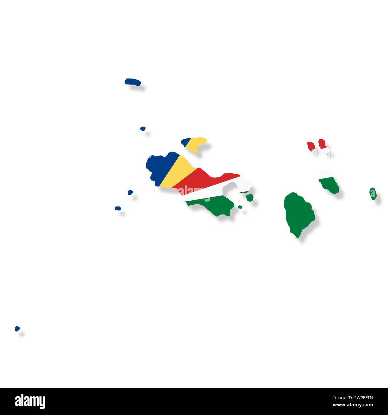 Seychelles flag map with clipping path Stock Photo - Alamy