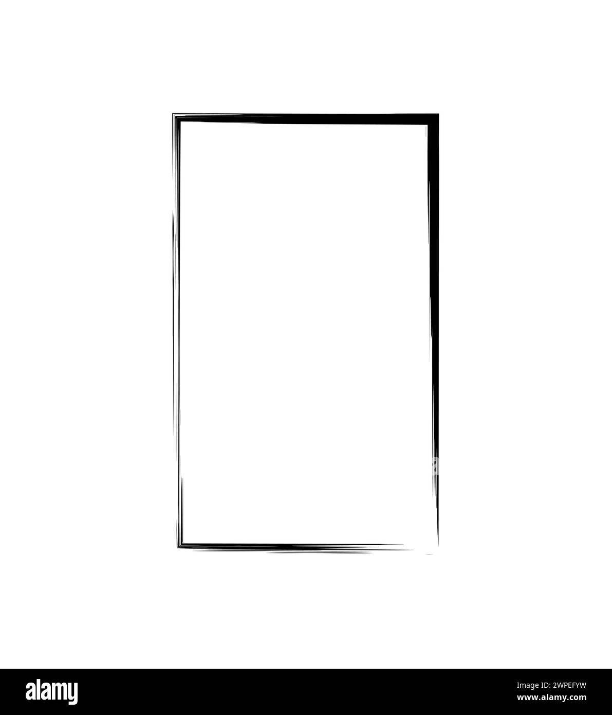 Hand drawn grunge frame. Rectangle box. Sketch doodle border. Square ...