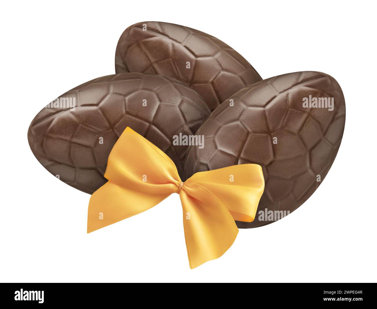 Three Chocolate Easter egg decorations isolated on white background ...
