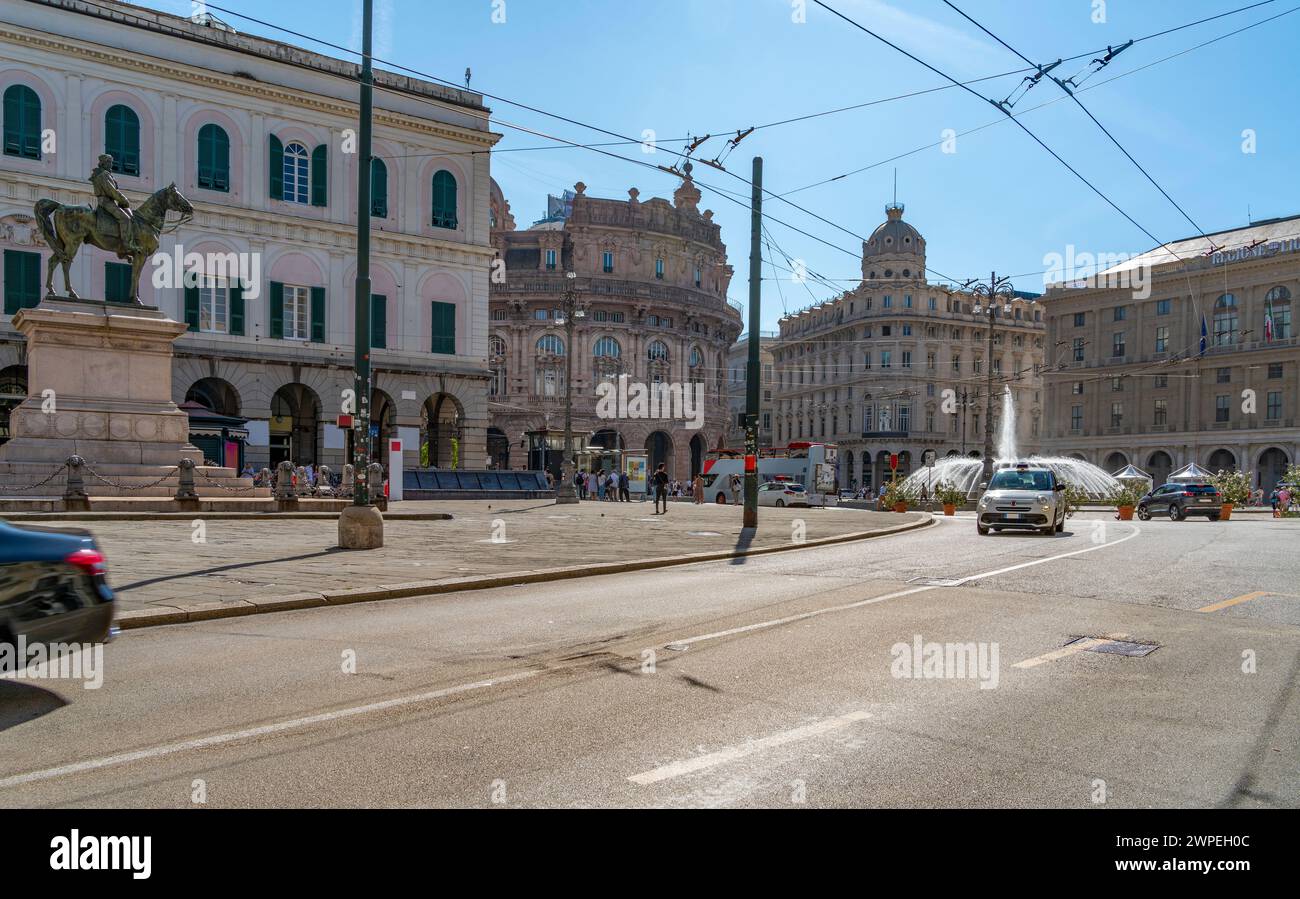 Scenery around the Piazza De Ferrari in Genoa, the capital of the ...