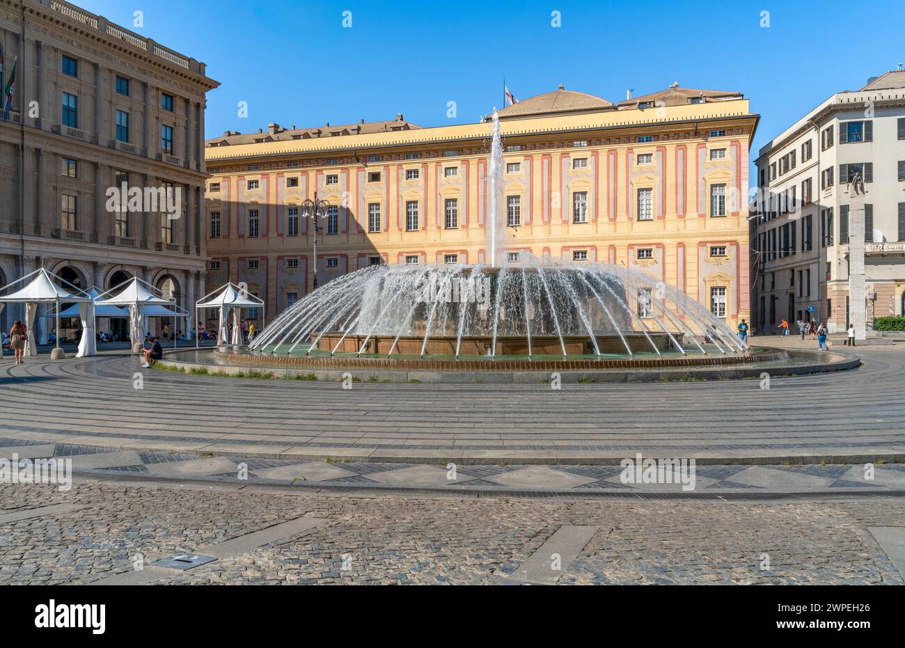 Scenery around the Piazza De Ferrari in Genoa, the capital of the ...
