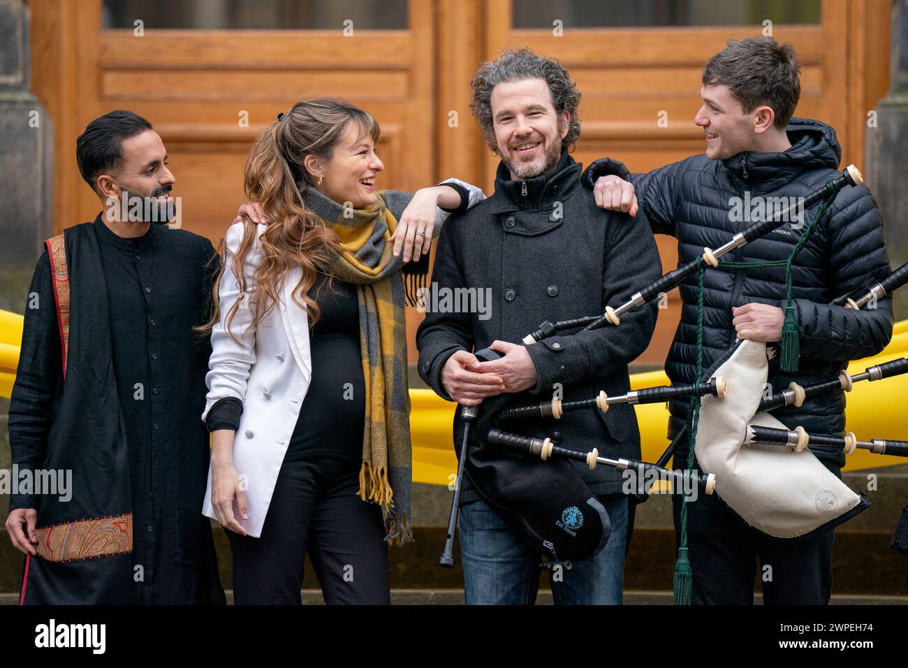 (left to right) dancer aakash odedra, festival director and violinist ...